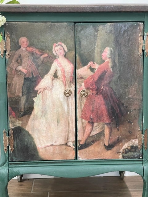 Vintage Victorian Inspired Record Cabinet Hand Painted Painted ...