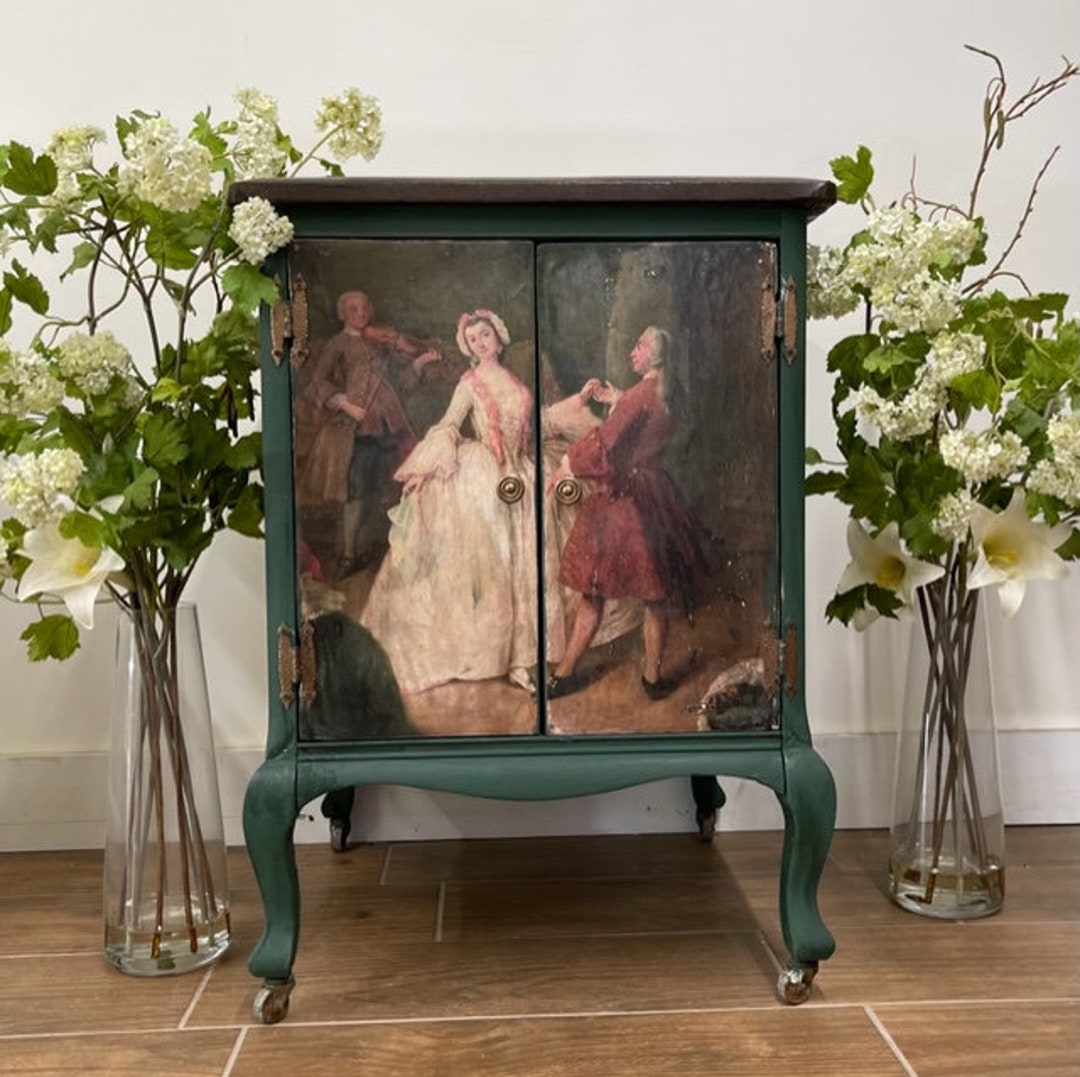 Vintage Victorian Inspired Record Cabinet Hand Painted Painted ...