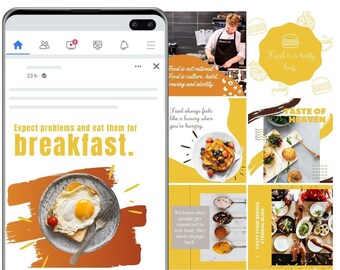 Restaurant Social Media Template, Editable Canva, Instagram Templates ...