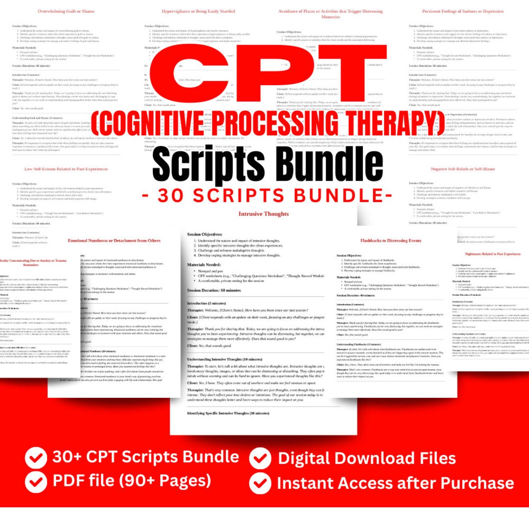 Cognitive Processing Therapy Scripts, CPT Therapy Exercises, Cognitive ...