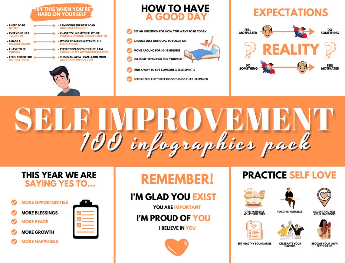 100 Self Help Infographics Success Infographics Self | Etsy