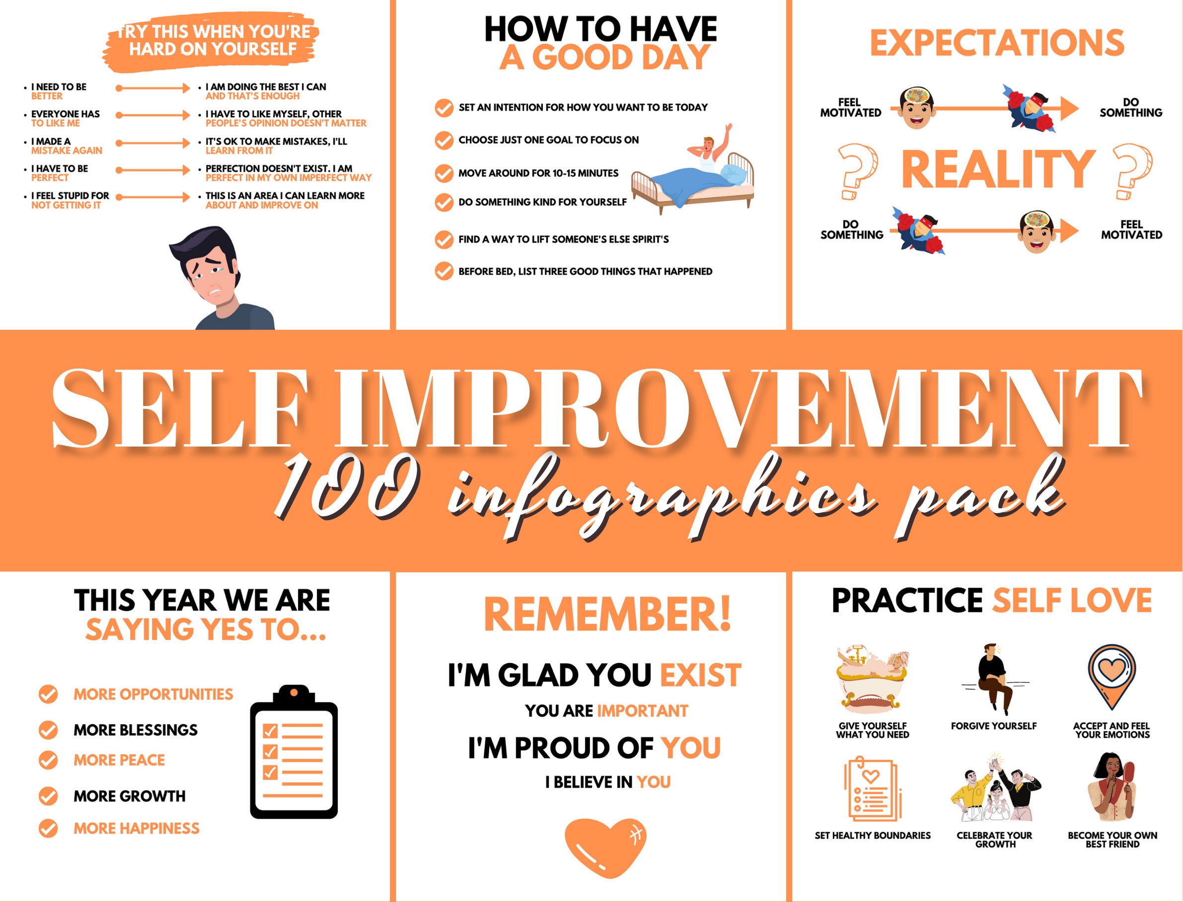 100 Self Help Infographics Success Infographics Self | Etsy