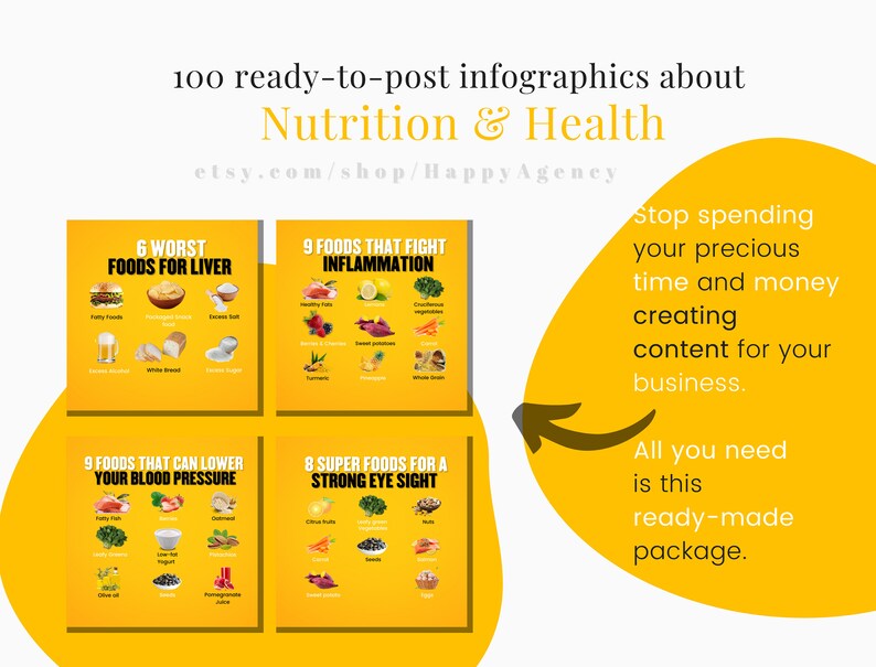100 Nutrition Infographics Health Infographics Fitness - Etsy