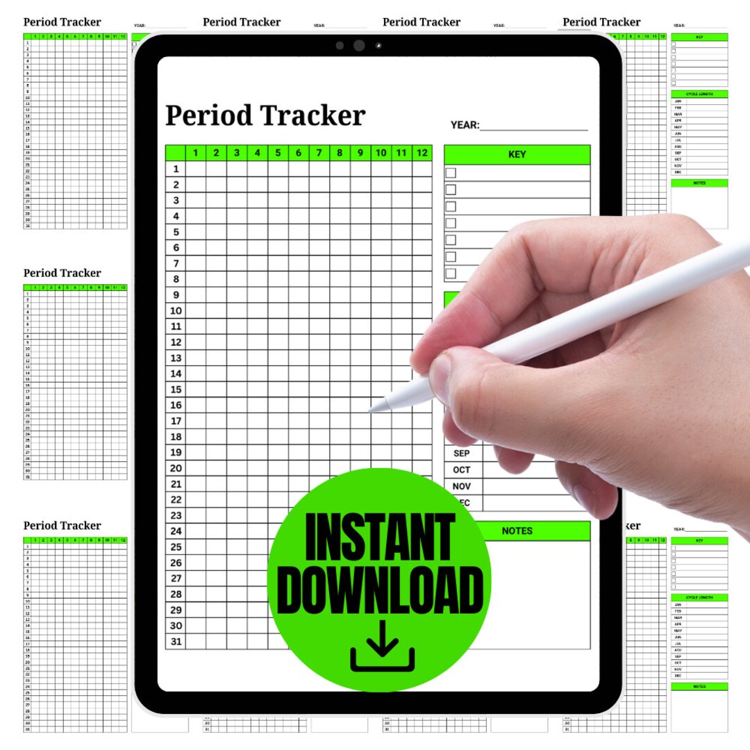 Period Tracker Printable, period tracker excel, period planner, period ...