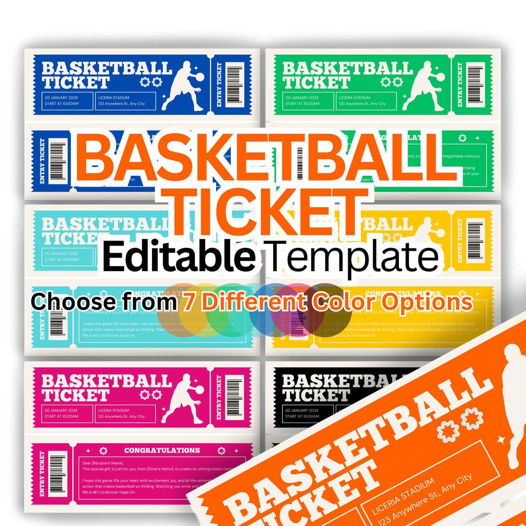 Personalized Basketball Ticket, Custom Basketball Ticket Canva Template ...