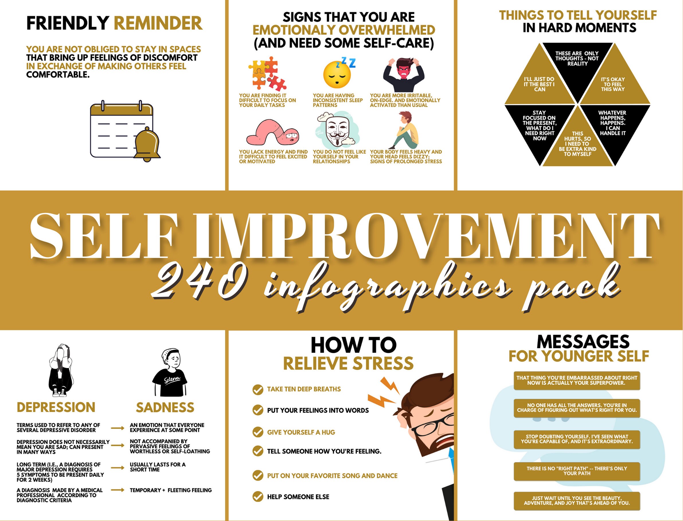 240 Self Care Tips Mental Health Infographics Self Help | Etsy