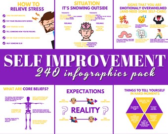 240 Self Care Tips Mental Health Infographics Self Help | Etsy