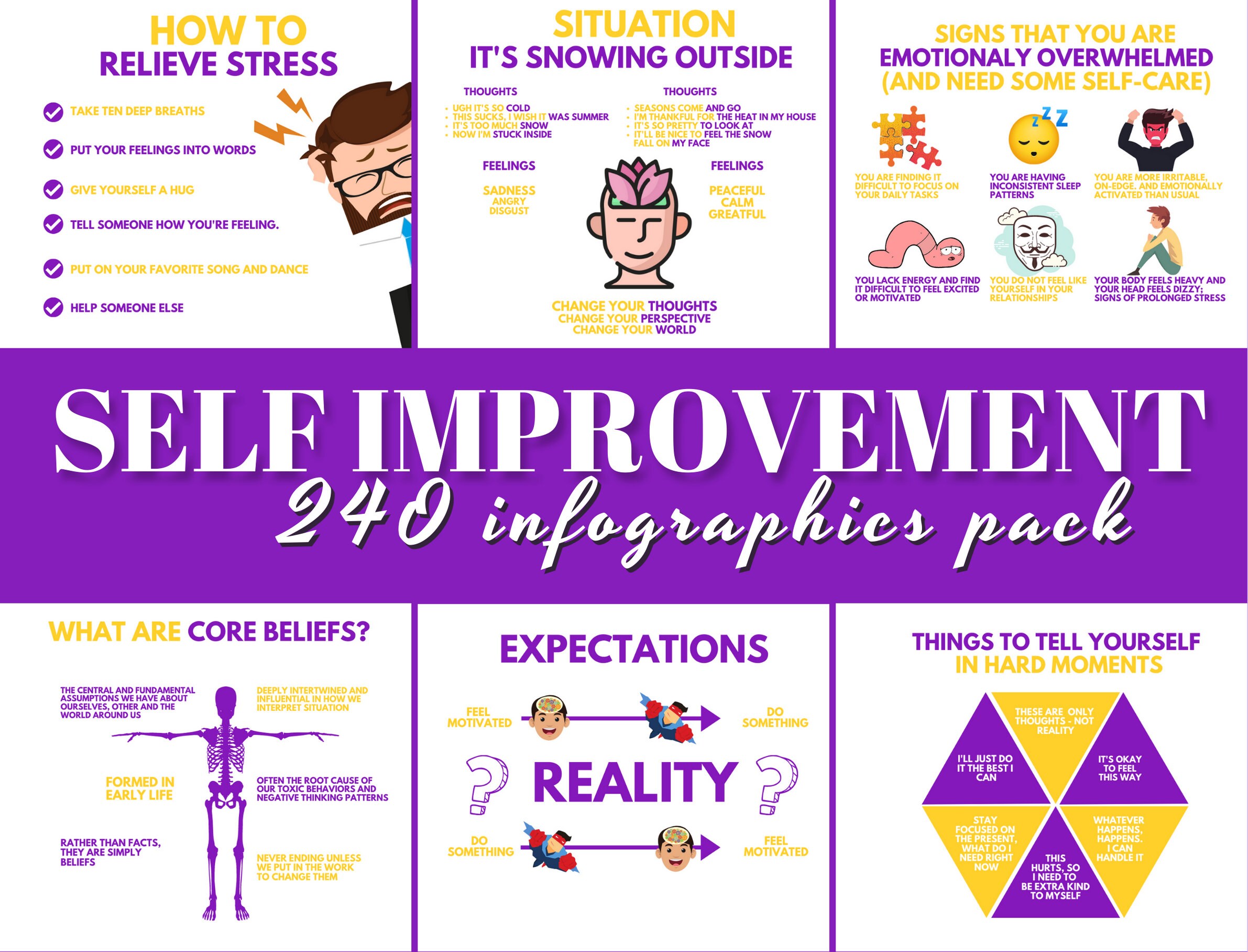 240 Self Care Tips Mental Health Infographics Self Help - Etsy UK
