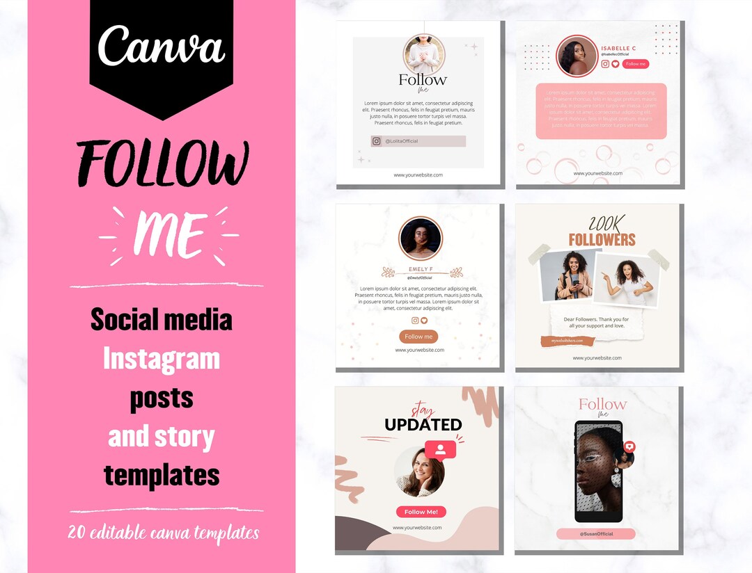 Follow Me Instagram Templates, Instagram Templates Canva, Social Media ...
