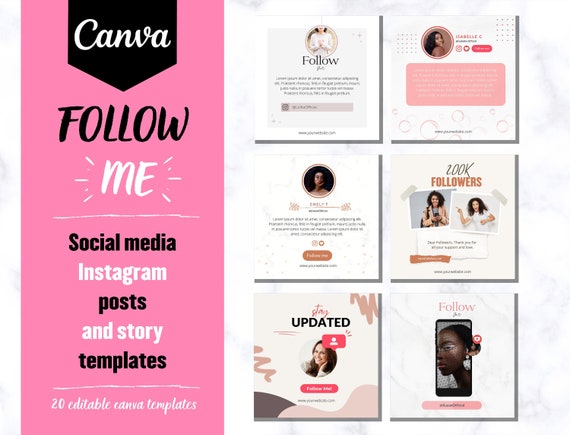 Follow Me Instagram Templates Instagram Templates Canva | Etsy