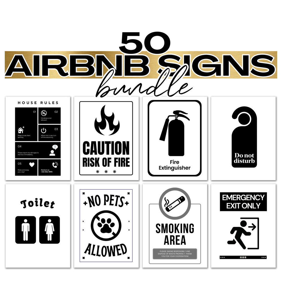 Airbnb Signs, Airbnb Bundle Sign, Airbnb Rules Template, Airbnb House ...