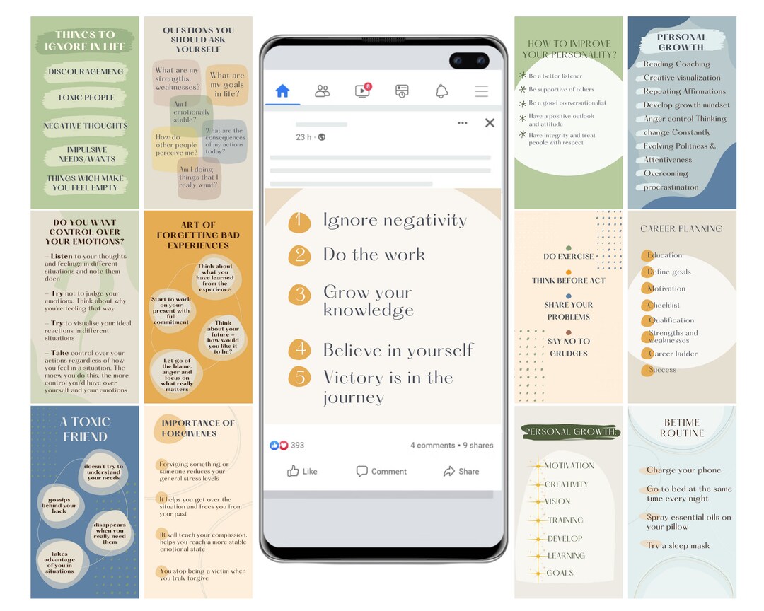 50 Life Coach Instagram Templates, Mental Health Infographics, Self ...