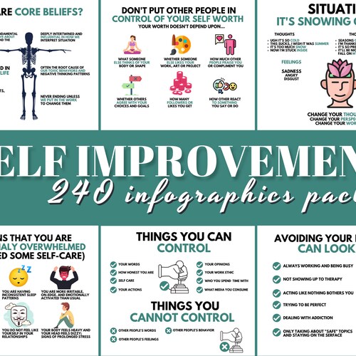 240 Self Care Tips Mental Health Infographics Self Help - Etsy