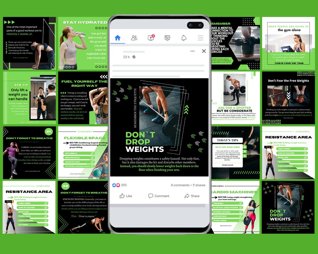 Gym Instagram Template Gym Tips for Instagram Fitness - Etsy UK