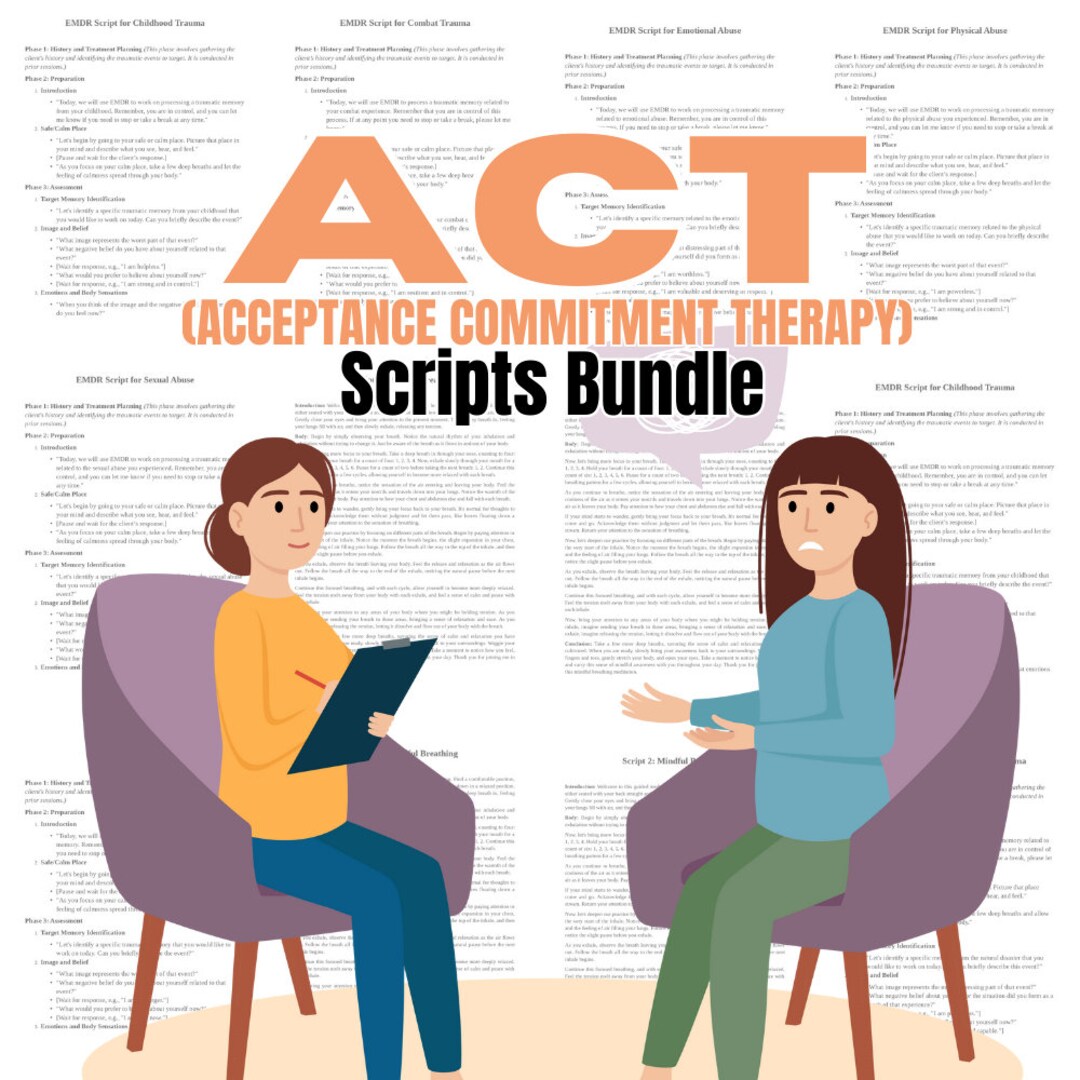 Acceptance Commitment Therapy Session, Act Therapy Bundle, Act Workbook ...