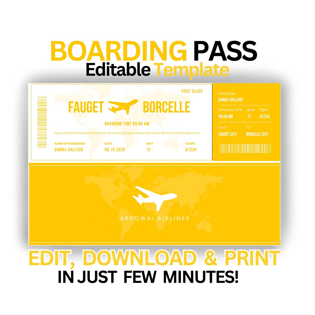 Airline Ticket Gift, Plane Ticket Gift, Vacation Voucher, Custom Plane ...
