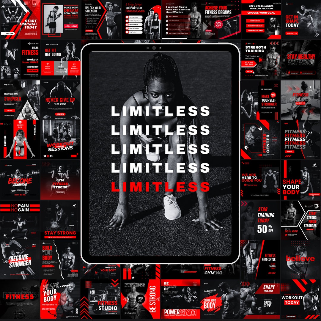 Gym Instagram Template, Fitness Infographic, Fitness Social Media ...