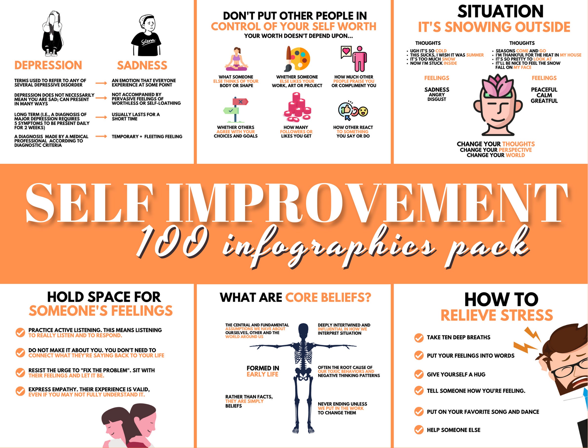 100 Self Help Infographics Success Infographics Self | Etsy