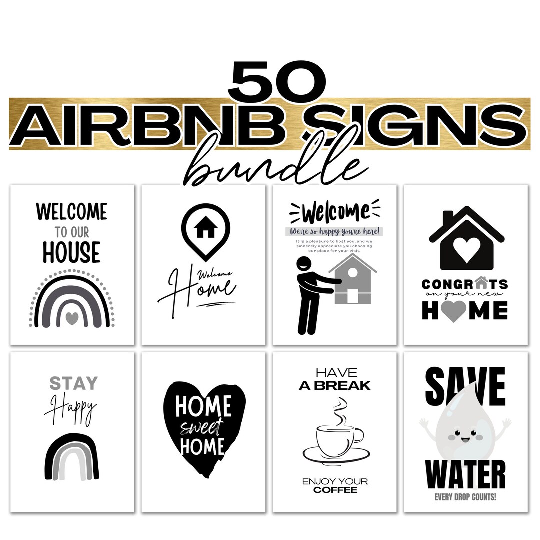 Airbnb Bundle Templates, Airbnb Digital Essentials, Airbnb Signs Rules ...