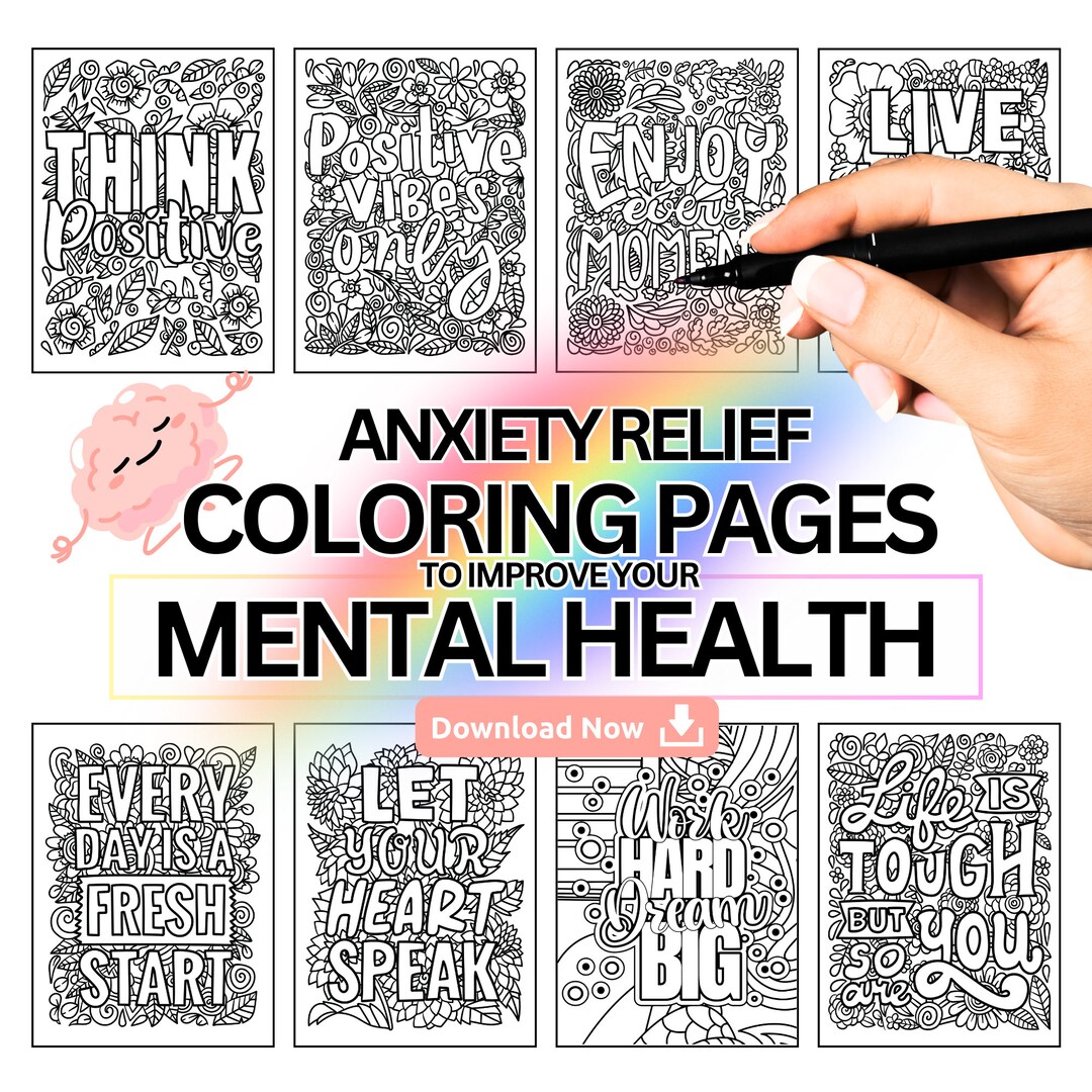 Eliminate Stress and Anxiety Coloring Pages, CBT Worksheets Anxiety ...