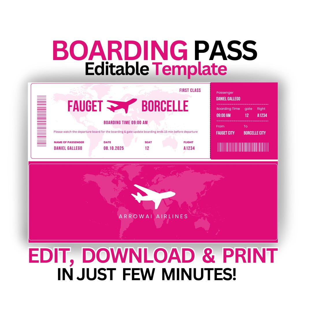 Fake Plane Ticket Gift, Fake Airplane Ticket, Fake Boarding Ticket ...