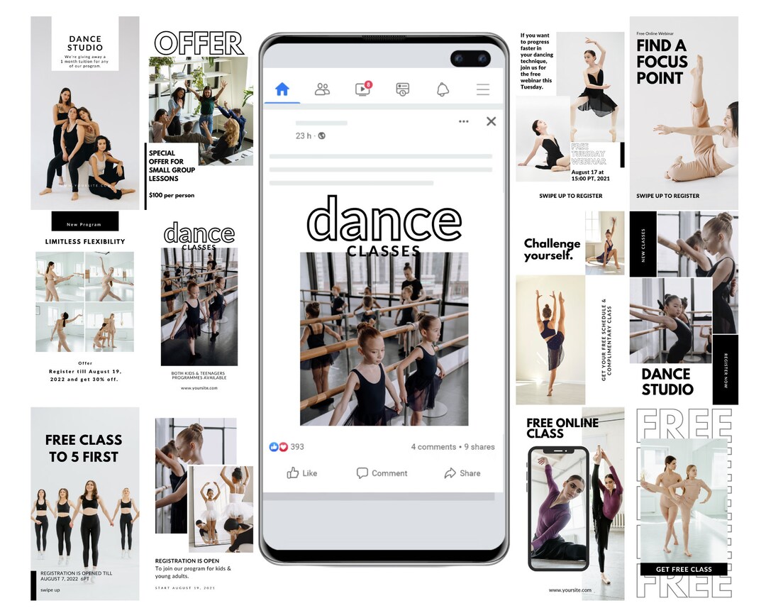 Dance Studio Templates for Social Media, Dance Teacher Social Media ...