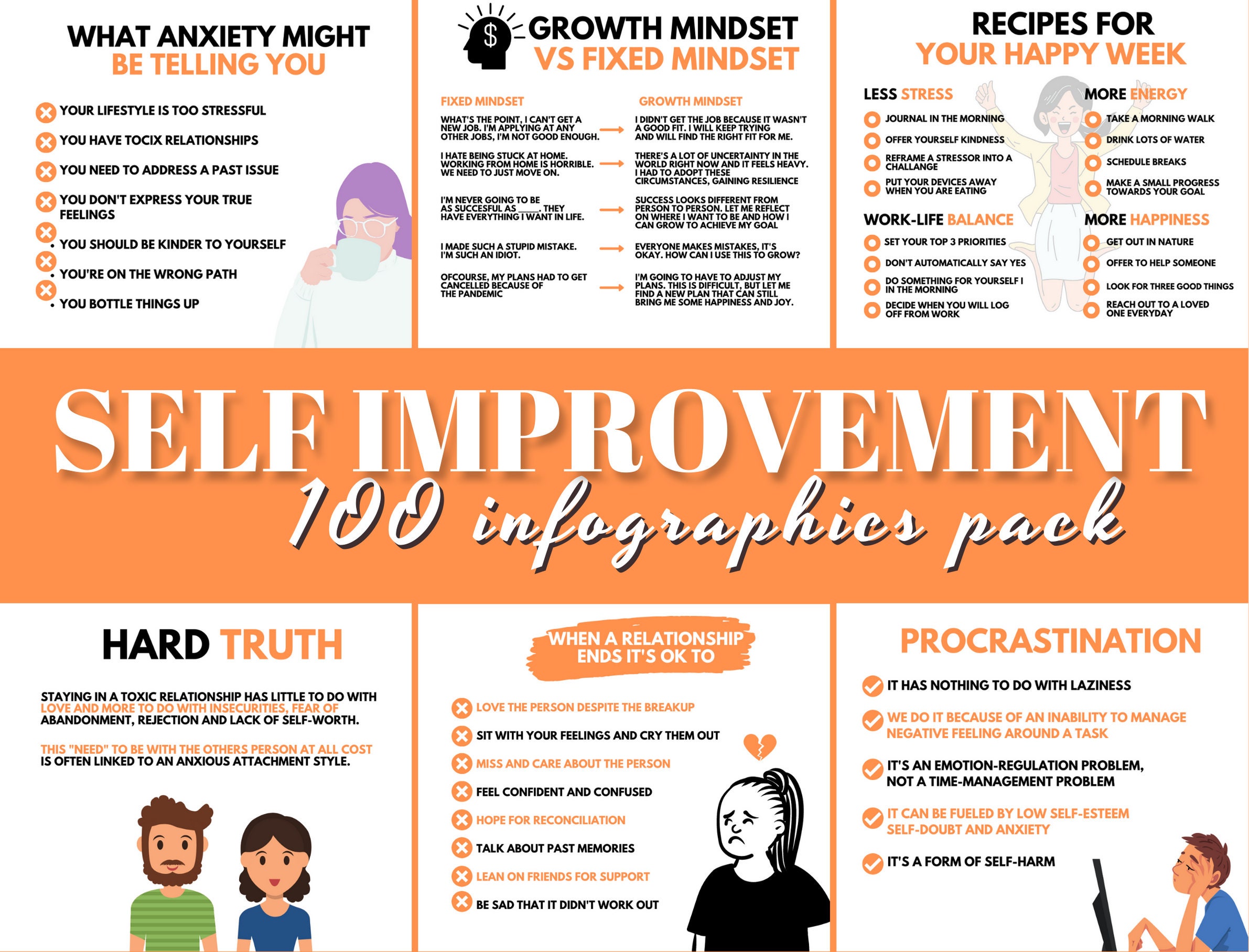 100 Self Help Infographics Success Infographics Self | Etsy