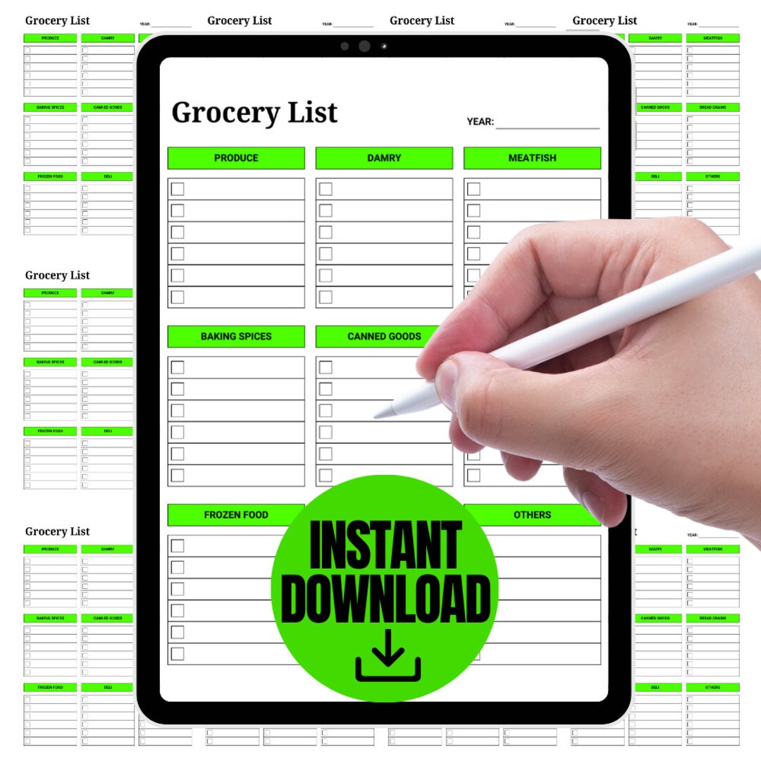Categorized Grocery List, Grocery Notepad, Meal Planner Grocery List ...