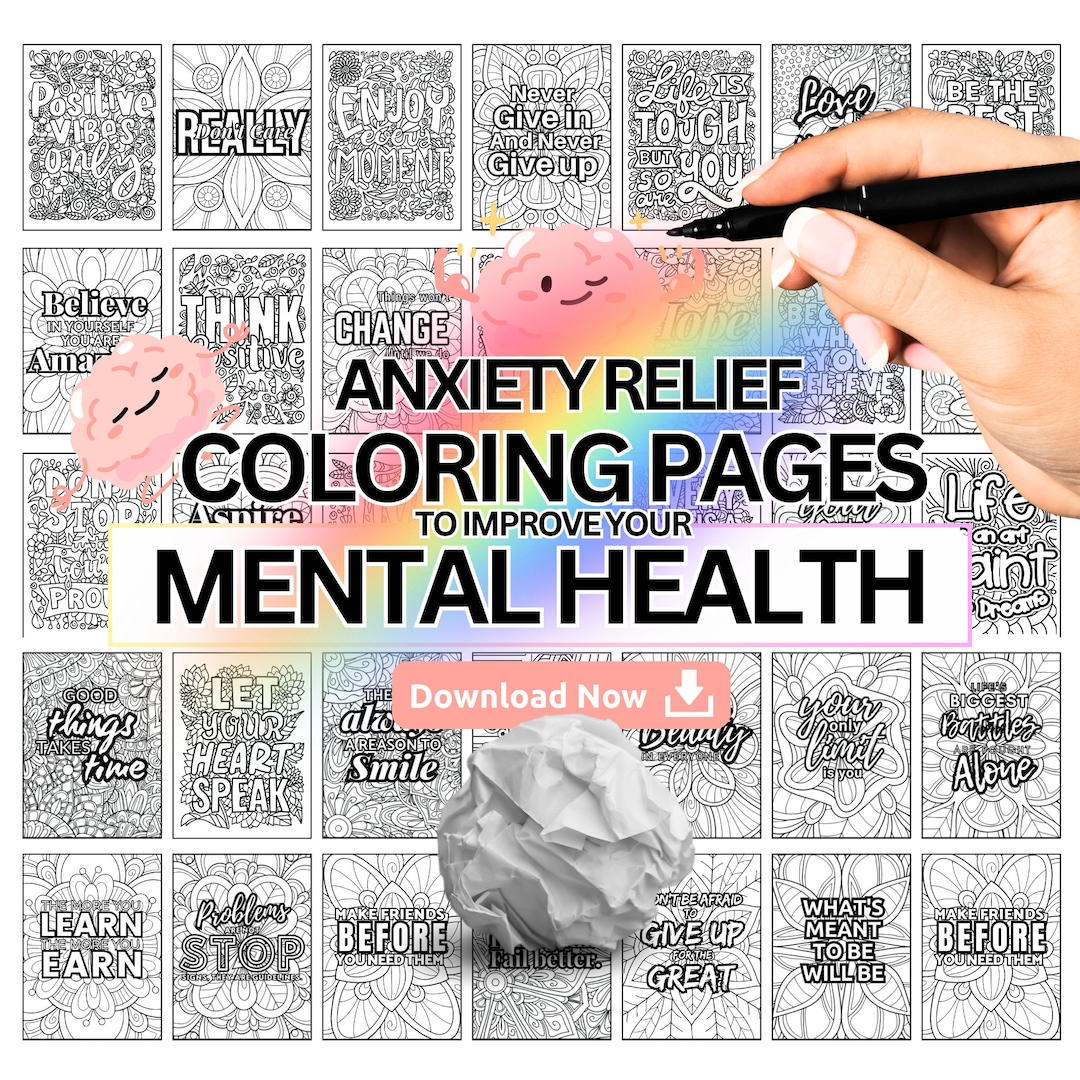 Anxiety Coloring Pages, Antistress Coloring Book, Anxiety Worksheets ...