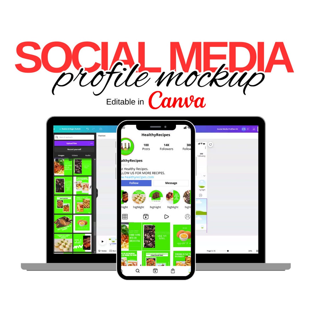 Instagram Profile Mockup Canva, Instagram Mock up Template Canva ...