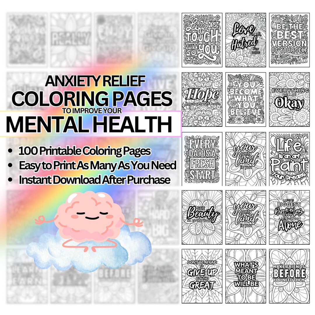 Mental Health Coloring Pages, Anxiety Coping Skills Adults, Stress ...