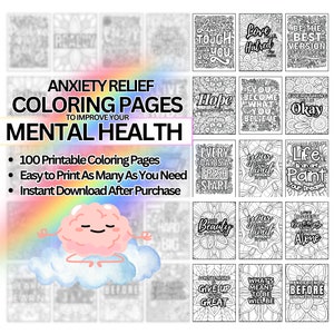Anxiety Coloring Pages, Antistress Coloring Book, Anxiety Worksheets ...