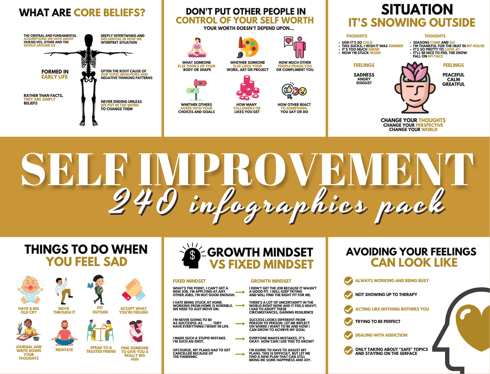 240 Self Care Tips Mental Health Infographics Self Help - Etsy