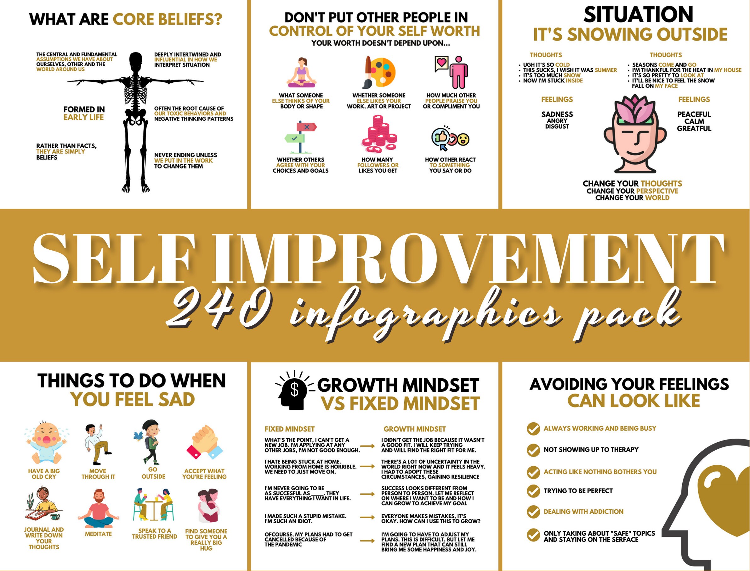 240 Self Care Tips Mental Health Infographics Self Help | Etsy