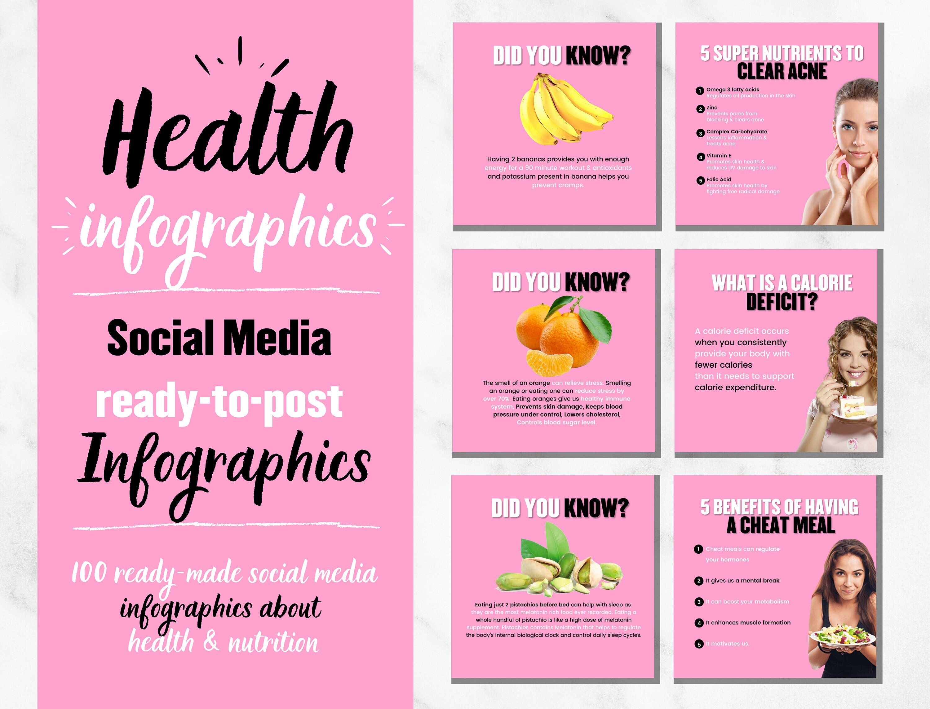 100 Nutrition Infographics Health Infographics Fitness - Etsy
