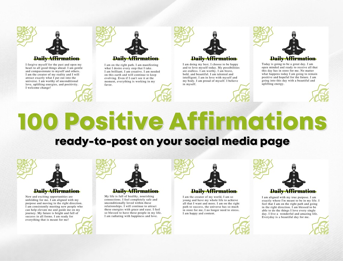 100 Positive Affirmations Mindfulness Quotes Positive | Etsy