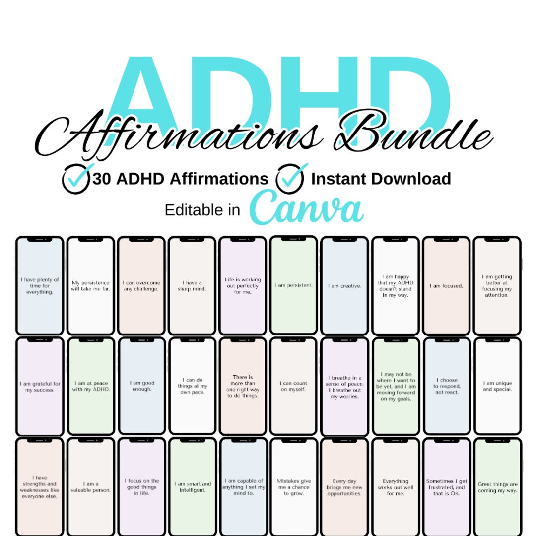Adhd Affirmation Cards, Adhd Printables, Adhd Sticker, Adhd Print Adhd ...