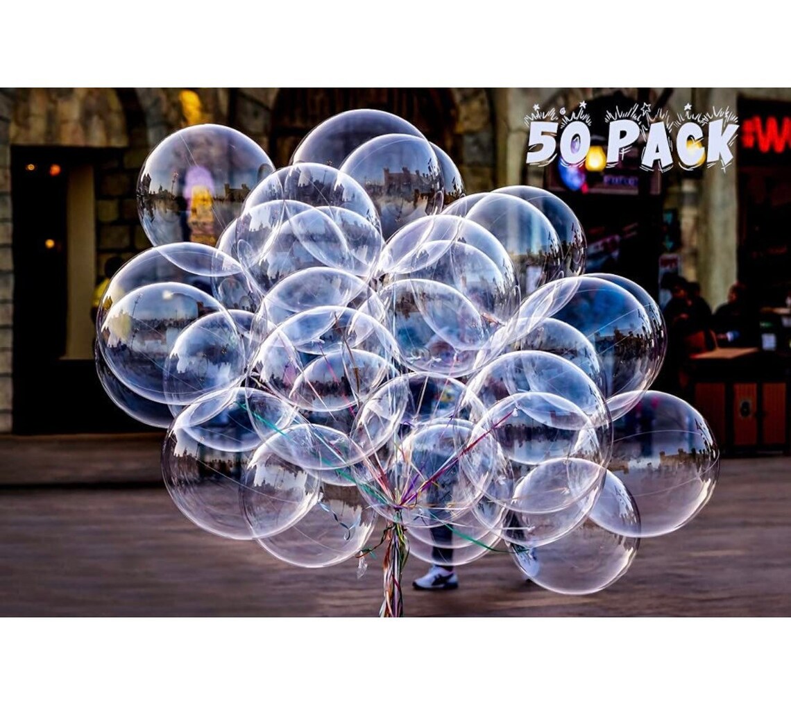 50 Pack BOBO BALLOONS 20 INCH Bubble Balloons Clear for All - Etsy