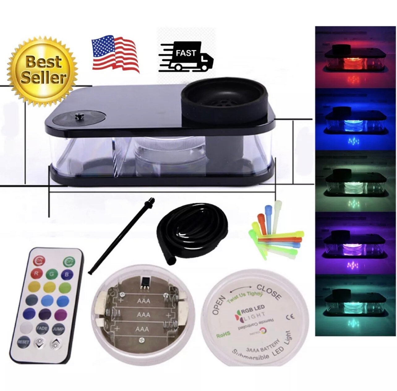 Portable Led Hookah Set W/ LED Light Square Box Acrylic Hookah - Etsy.de