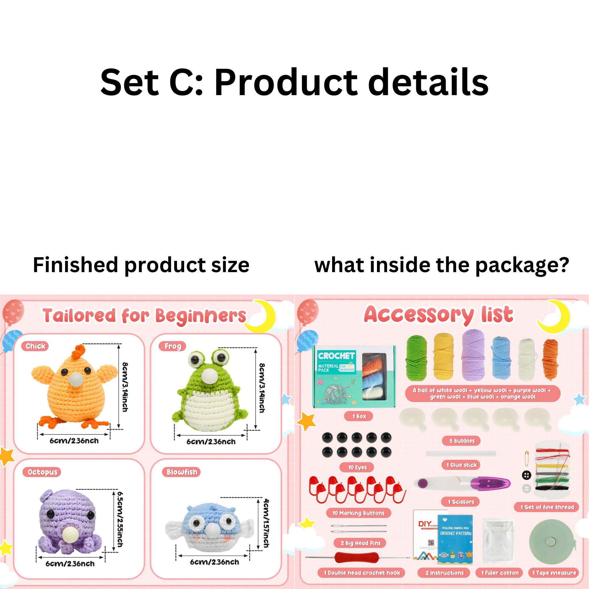 Octopus Crochet Kit, Jellyfish Crochet Kit for Beginner, Starter Kit ...