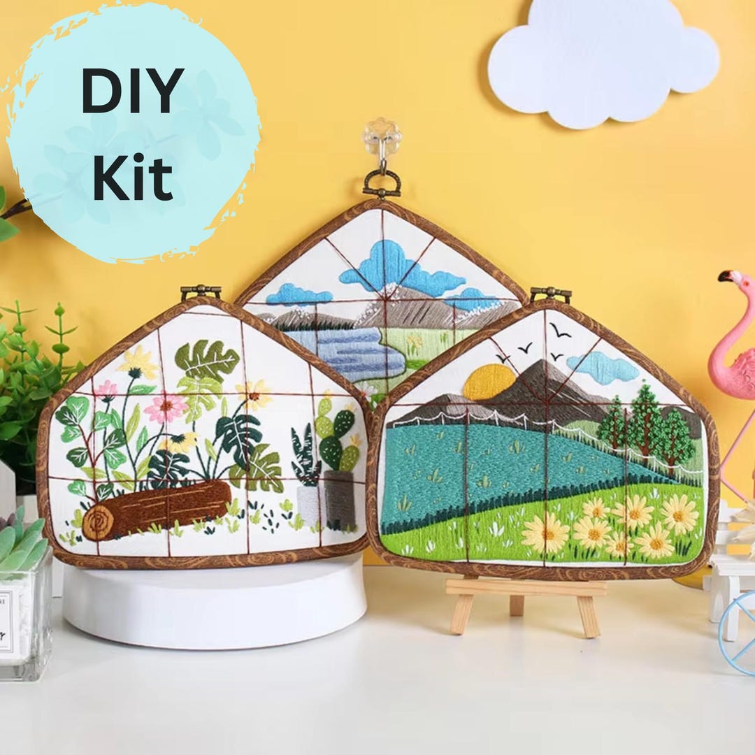 Landscape Embroidery Kit for Beginner, Modern Embroidery Kit, Diy Craft ...