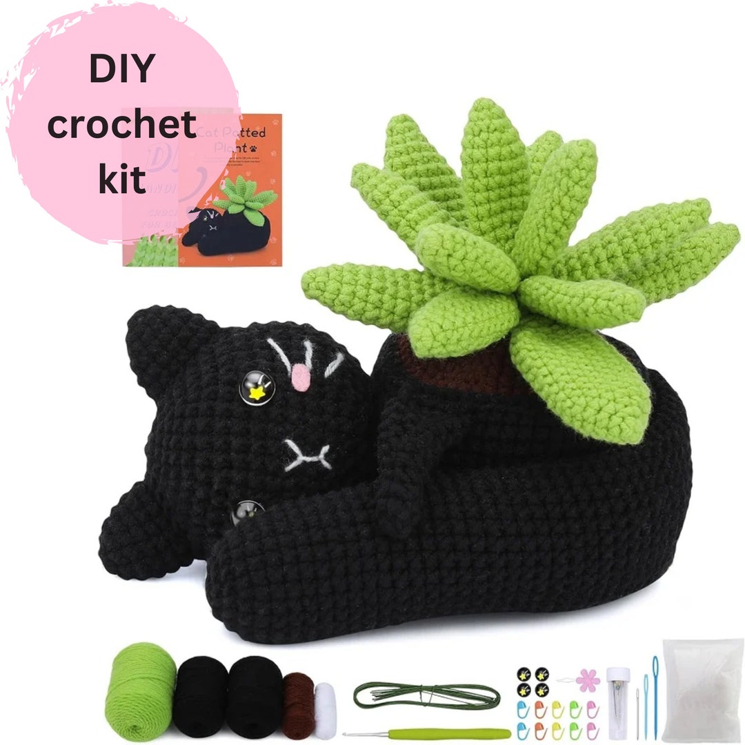Cat Crochet Kit, Crochet Cat Kit for Beginner, Starter Kit, DIY Craft ...
