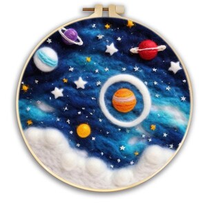 Galaxy Needle Felting, Starry Night Wool Felting, Needlepoint Kit, DIY ...