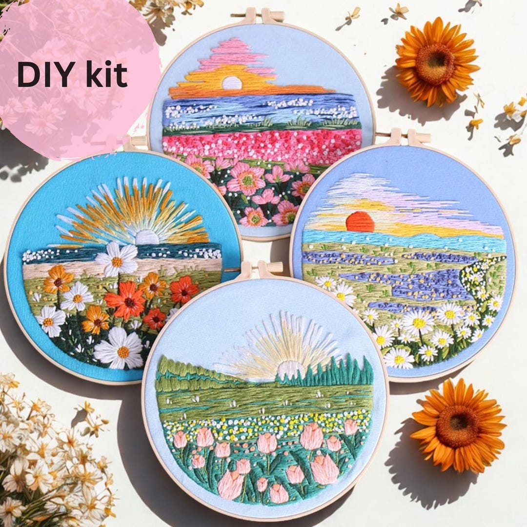Landscape Embroidery Starter Kit, Modern Mountain Scenery, DIY Craft - Etsy