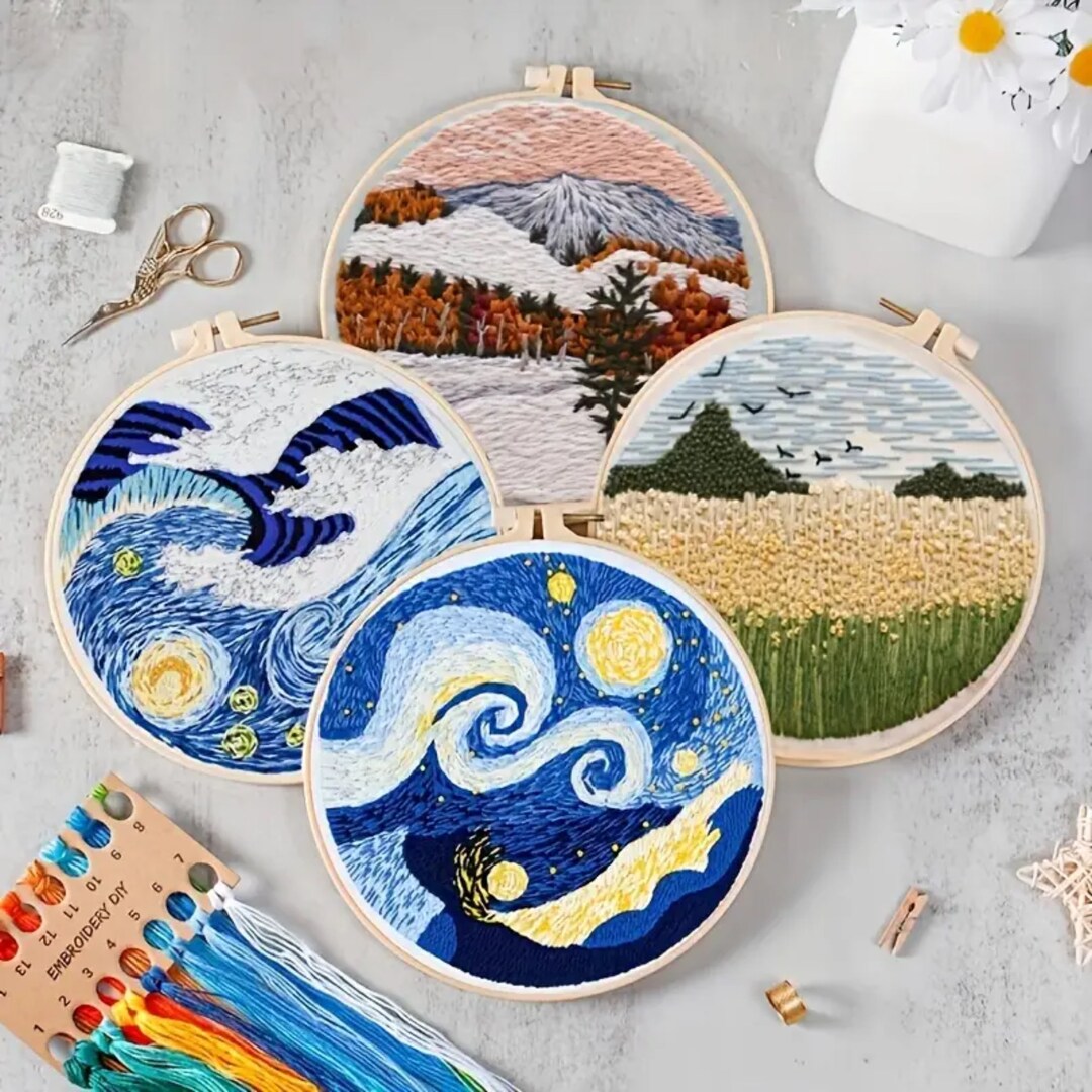 Van Gogh Embroidery Kit for Beginner Modern Embroidery Kit With Scenary ...