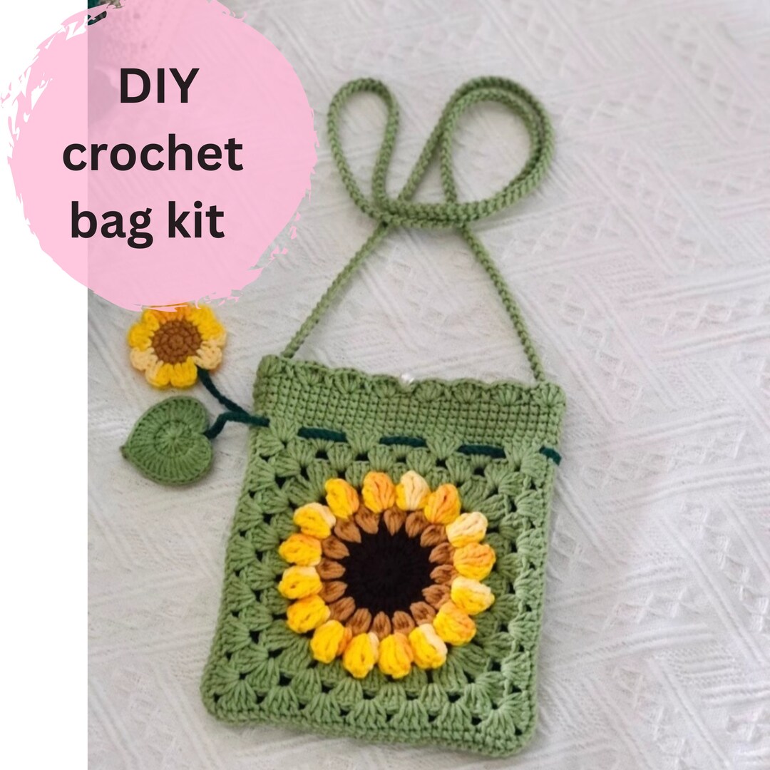 Crochet Sunflower Bag Kit, Beginner Project, DIY Craft - Etsy