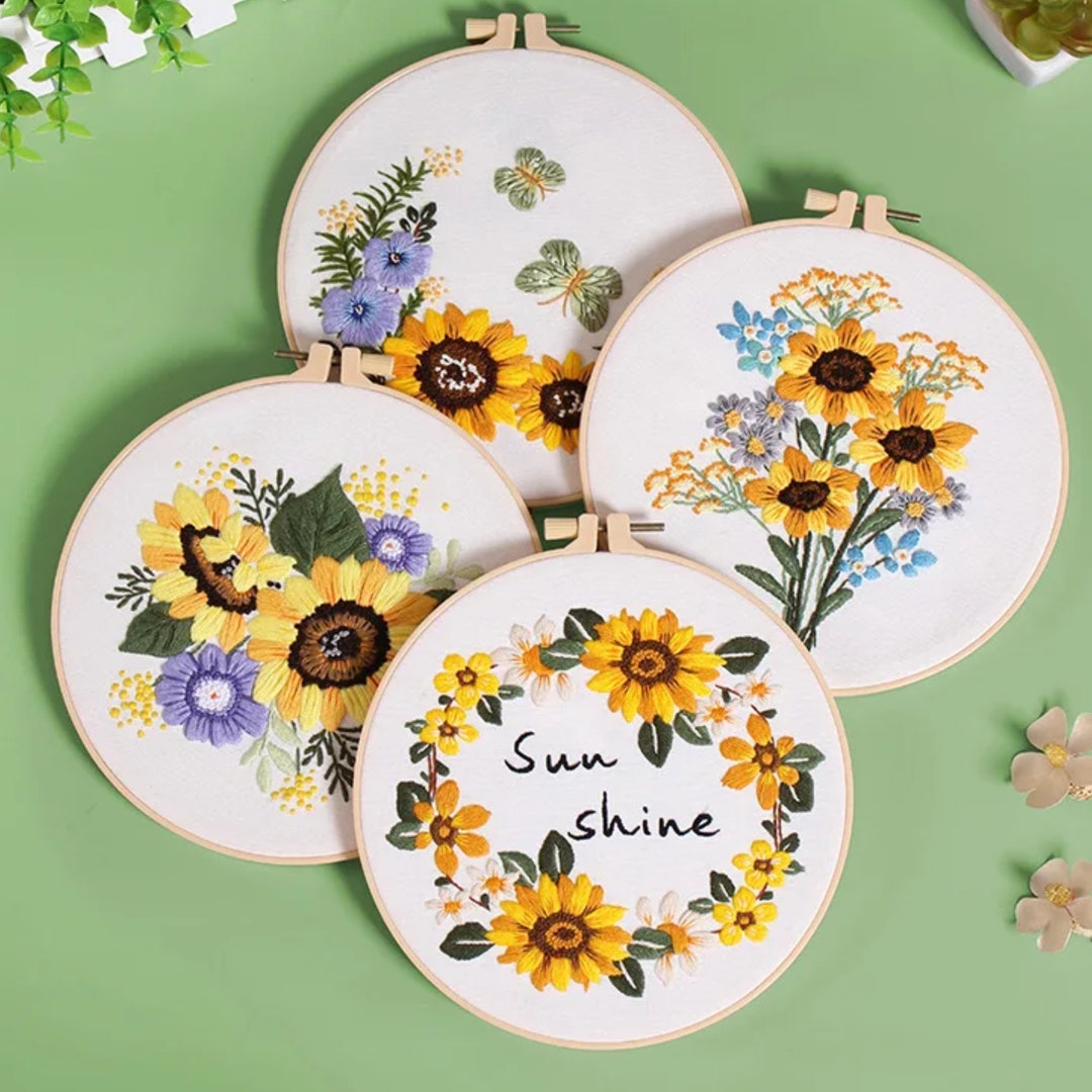 Sunflower Embroidery Kit for Beginner Modern Embroidery Kit, Floral ...
