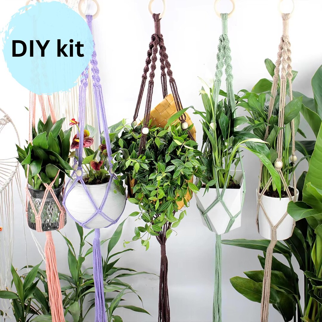 DIY Macrame Kit, Hanging Basket Macrame Kit, DIY Plant Hanger Macrame ...