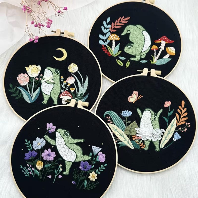 Frog Embroidery - Etsy