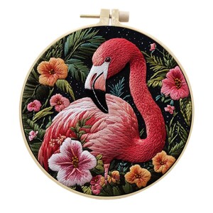 Flamingo Embroidery Kit for Beginner Modern Embroidery Kit With Animal ...